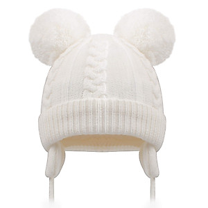 Duoyeree Baby Beanie with Pom-pom Ears Newborn Earflap Hat for Toddler Boys Girls