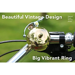 Crane Bike Bell, Brass, Suzu Bicycle Bell, Made in Japan for City Bikes, Cruisers, Road Bikes or MTB, Fits Bars diameters 22.2 to 26.0mm