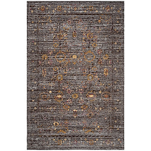 SAFAVIEH Classic Vintage Collection Accent Rug - 3' x 5', Grey & Gold, Oriental Distressed Cotton Design, Easy Care, Ideal for High Traffic Areas in Entryway, Living Room, Bedroom (CLV304A)