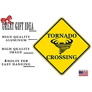 Funny Metal Warning Tornado Crossing XING Tin Sign Wall Décor Man Cave Bar