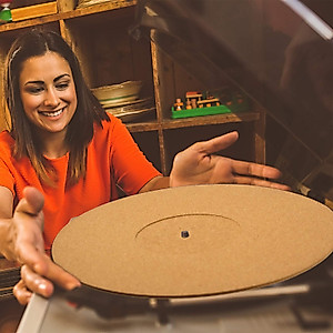 3 Pieces Cork Turntable Mats in 12 Inch x 3 mm Recessed Turntable Platter Cork Mat Cork Record Mats with High Fidelity for Vinyl LP Record Players Audiophile Reduce Noise
