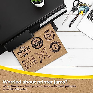 Kraft Sticker Paper (50 Sheets, 8.5" x 11") - Brown Printer Paper with Adhesive, Printable Kraft Labels, Brown Textured Labels, Custom Printable Craft Label for Address, Bottle, Price Tag Stickers