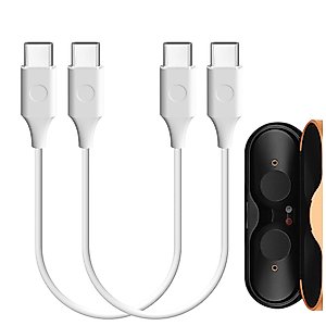 Geekria Type-C Earbuds Short Charger Cable Compatible with Sony WF-1000XM5, WF-1000XM4, LinkBuds S, LinkBuds, INZONE Buds Charger, USB-C to USB-C Replacement Power Charging Cord (1 ft/30 cm 2Pack)