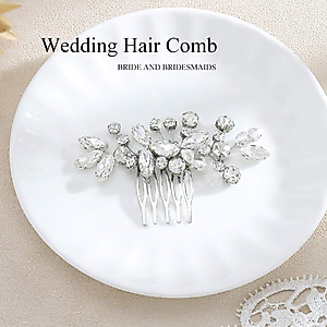 JAKAWIN Bride Wedding Hair Comb Crystal Hair Piece Rhinestone Bridal Hair Accessories for Women HC042 (Silver)