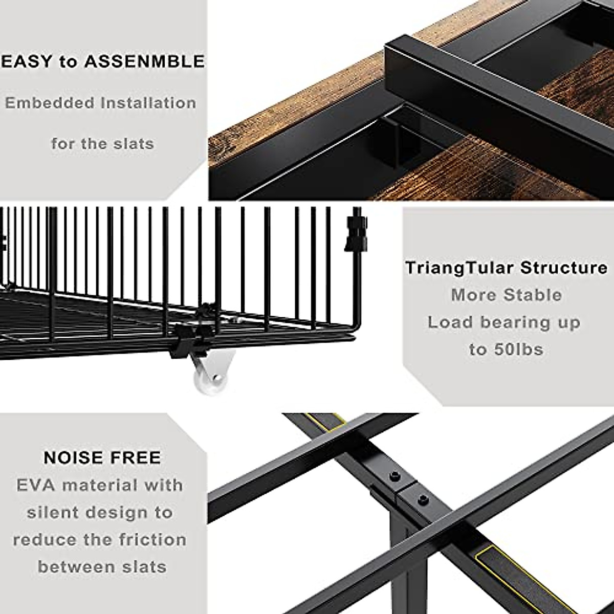 ANCTOR King Bed Frame with 4 Drawers, King Platform Bed Frame with Storage, Double-Reinforced Support/No Box Spring Needed//Easy Assembly