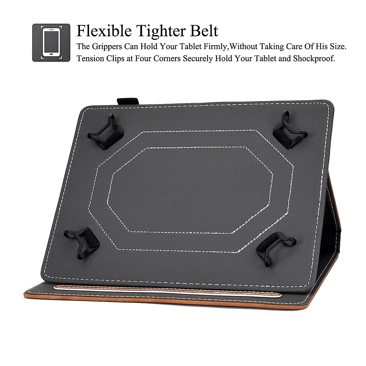 REASUN Case for 10.0 Inch Tablet, PU Leather Folding Stand with Card Slots Case for Galaxy Tab 9.6/9.7/10.1/10.4,iPad 9.7/10.2/10.5 inch,Kindle HD10 and More 10 inch Android Tablets, Brown