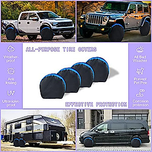 MORNYRAY Tire Covers 4 Pack,Waterproof Anti-UV Snow Sun Rain Tire Covers for RV,Truck, SUV, Trailer, Camper,Fit 27-29 Inch Tire Diameter