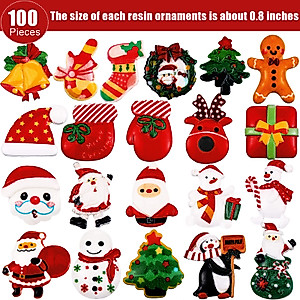 100 Pieces Christmas Resin Charms for Crafts Flatback Slime Charm Beads Resin Supplies Mini Xmas Embellishments Crafts Decorations for DIY Scrapbooking Jewelry Cell Phone Case(Santa Claus)