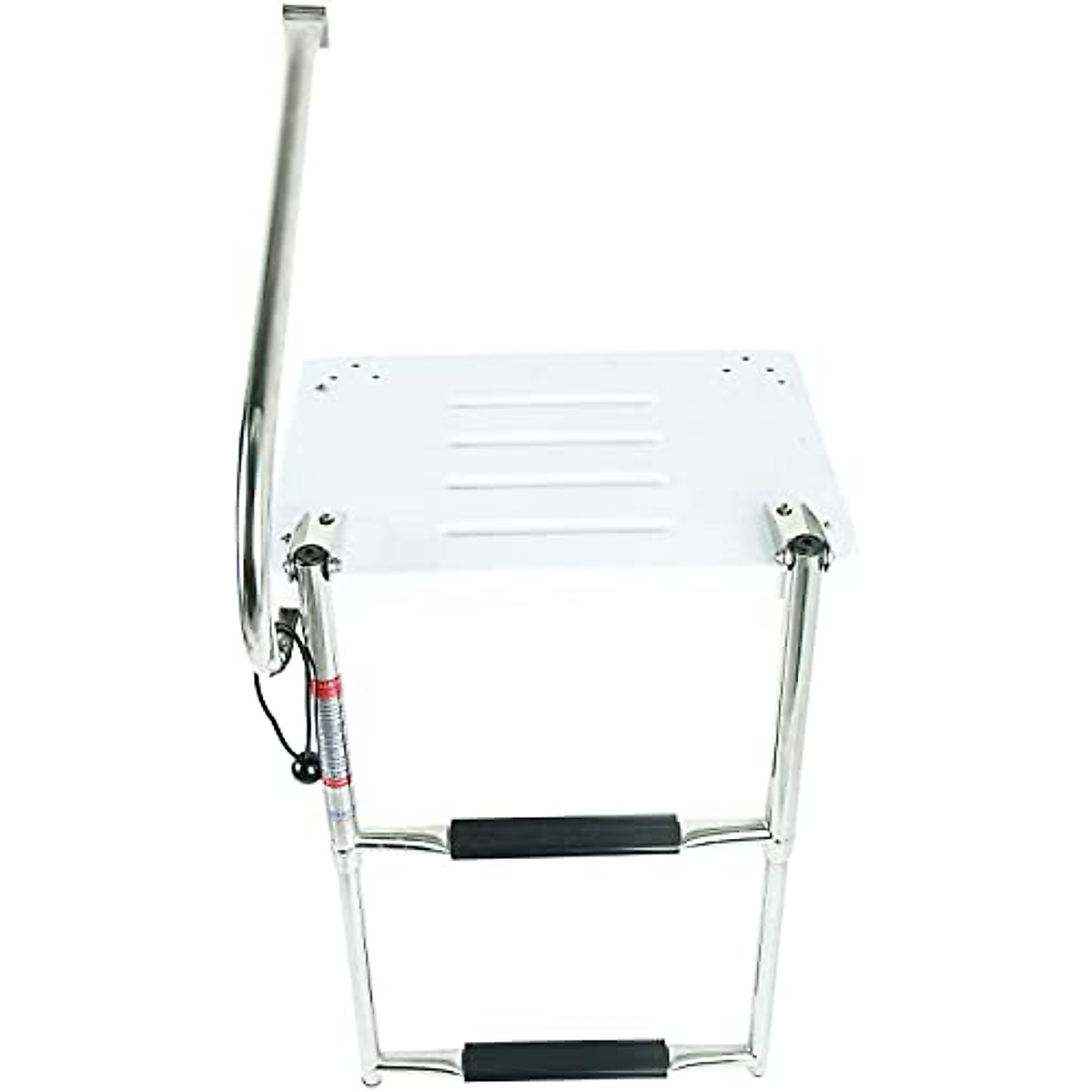 YaeMarine 2 Steps Boat Out-Board Swim Ladder, Under Platform Boat Ladder, Telescoping Boat Ladder, Fiberglass Platform Folding Stainless Ladder
