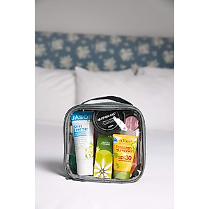 EzPacking Clear TSA Approved 3-1-1 Travel Toiletry Bag for Carry On/Quart Size Transparent Liquids Pouch for Airport Security/Reusable See Through Vinyl & PVC Plastic Organizer Men Women (Gray)
