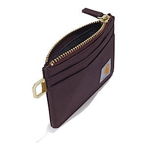 Carhartt womens Wallet, Rugged Leather and Canvas for Women, Available in Multiple Styles & Colors Wallet, Nylon Duck Zippered (Deep Wine), One Size US