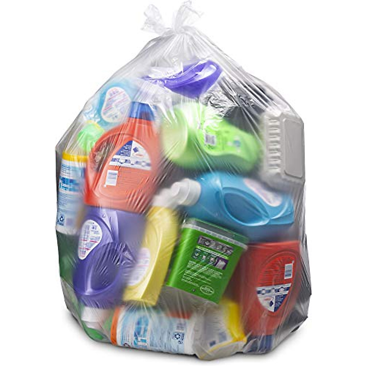 65 Gallon Clear Trash Bags , (50 Bags w/Ties) Clear Recycling Plastic Garbage Bags. 60 Gallon, 64 Gallon, 65 Gallon Trash Bags