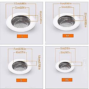 Drain Hair Catcher,Drain Stoper,Shower Drain Cover for Bathtub, Kitchen Sink Strainer, Stainless Steel Bathroom Sink, Drain Stopper with (4 PCS,Black,2.1 in to 4.5 in)