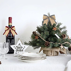 2 Rolls Glitter Buffalo Plaid Wired Edge Ribbons for Valentine's Day Gifts, Burlap Fabric Craft Natural Wrapping Ribbon Rolls with Checkered Edge for Christmas Party Box Wrapping Decor(1.5 x 216 Inch)