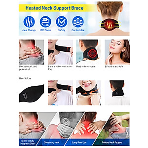 Heated Neck Wrap, Neck Support for Pain Relief, Neck Heating Pad for Neck Pain and Pressure Relief, Portable Household Warm Neck Brace