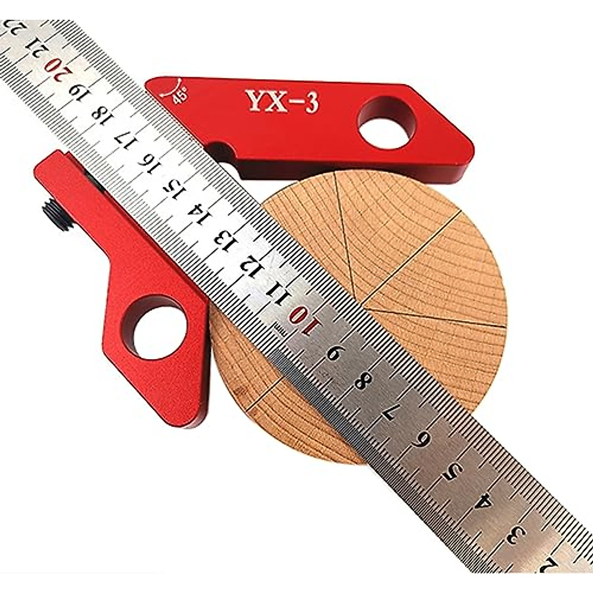 DDWT YX-3 Center Finder Woodworking Square Center Scribe 45 90 Degrees Angle Line Scriber Marking Tools Metric and Inch Ruler Magnetic Wood Measuring Scribe Tool