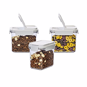 NBILIC Cereal Containers Storage Cereal Dispenser For Pantry Organization BPA Free Food Containers With Lid, Meal Rrep Containers Reusable (FG-3PCS)