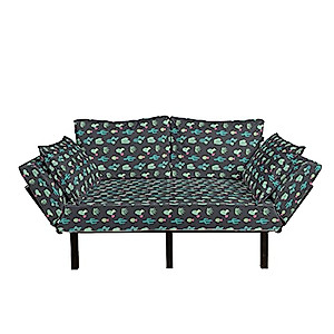Ambesonne Cactus Futon Couch, Exotic and Modern Demonstration of Cacti and Succulents Mother Nature Colors, Daybed with Metal Frame Upholstered Sofa for Living Dorm, Loveseat, Multicolor