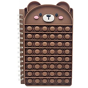 7iper Pop Notebook, Push bubble Spiral Notebooks Fidget Toys, Cute Composition Notebooks, College Ruled Notebooks, Protable for School Office Gifts (A5 Bear)