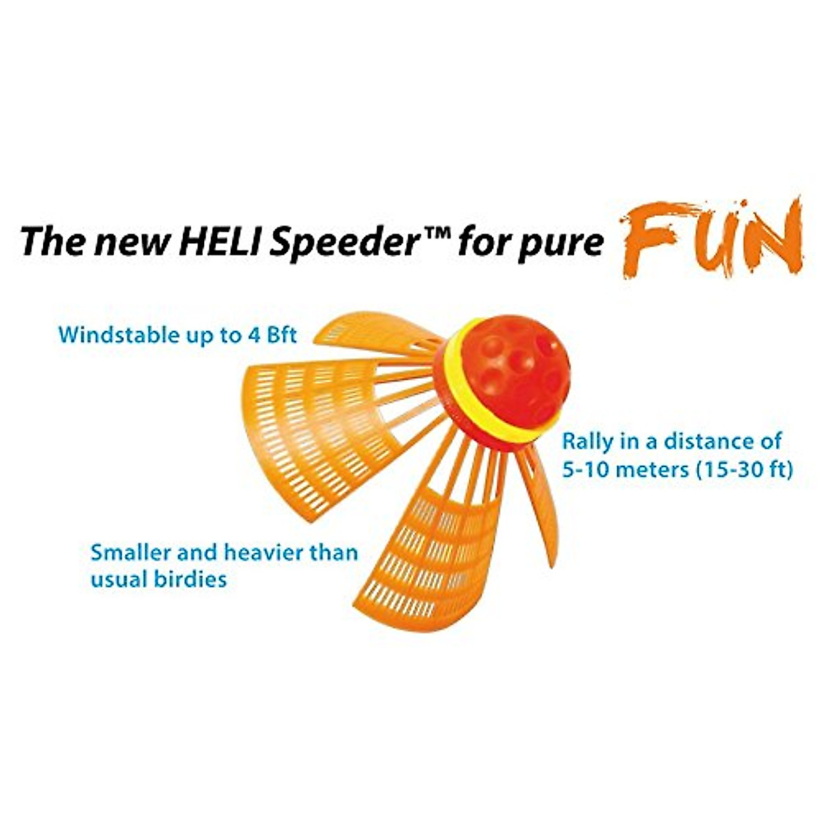 Speedminton SM01-FUN-10 FUN Set - Alternative to beach ball, spike ball, badminton, incl. 1 HELI and one FUN Speeder, perfect for the beach, park or backyard, Blue Orange
