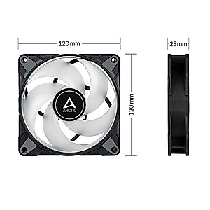 ARCTIC P12 PWM PST RGB - PC Fan, 120mm PWM Case Fan Optimized for Static Pressure, Semi-Passive: 200–2000 RPM (0 RPM <5%), 12V 4 pin RGB LED, Single Fan - Black
