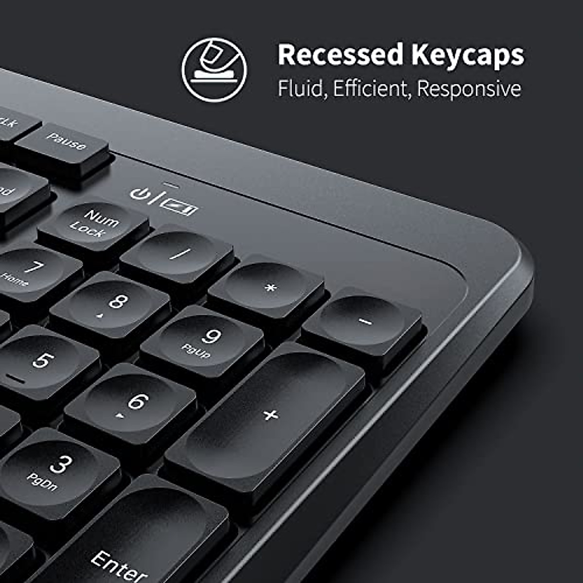 Wireless Keyboard and Mouse Combo, 2.4G Full-Sized Ergonomic Computer Keyboard with Wrist Rest and 1600 DPI Wireless Noiseless Mouse for Windows, PC, Laptop, Windows XP/7/8/10 (Black)