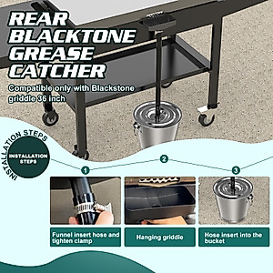 Upgraded Rear Grease Drainage Funnel for Blackstone Grease Catcher,Grease Bucket W/Lid,Innovative Blackstone Grease Trap with Separated Stainless Grease Gate,Blackstone Griddle Accessories