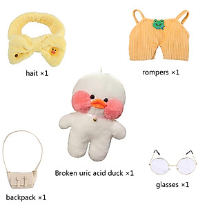 Flaymory White Duck Stuffed Animal Toy Soft Plush Toy for Kids Girls DIY Hugglable Plush Stuffed Toy with Cute Headband and Costume Best Gifts for Birthday. (12inch/30cm) White Yellow