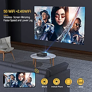 SMONET WiFi Bluetooth Native 1080P Mini Projector 4K Supported 9500L Movie Projector for Ourdoor Use Home Video LED Phone Projector Compatible with Phone TV Stick Laptops PC HDMI VGA USB TF DVD