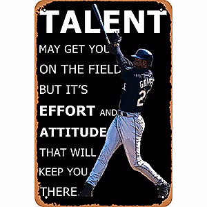 NIUMOWANG Ken Griffey Jr Baseball Motivational Quote Poster Metal Tin Sign 8X12 Inches Man Cave Retro Vintage Wall Decor Art, 8 x 12inch