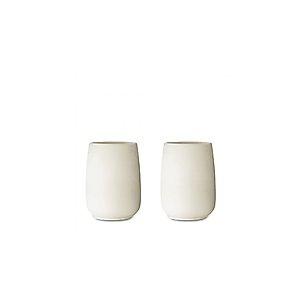 VIVA Nicola White Porcelain Double Wall Handless Tea and Coffee Cups - Set of 2 Coffee Mugs - 5 oz / 150 ml