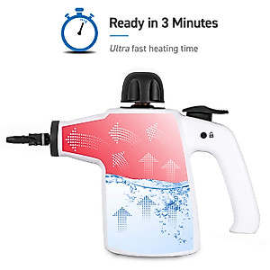 COMMERCIAL CARE Handheld Steam Cleaner, 9-Piece Accessory Set, White, Steamer for Cleaning, Couch Cleaner, Steam Cleaner Carpet and Upholstery