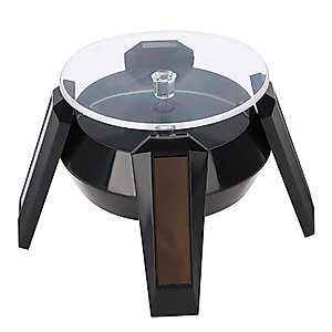 Jadpes Rotating Jewelry Display Stand, Solar 360 Degrees Rotating Turntable Display Stand with 4 LED Light Display Turntable for Display Jewelry Watch Collectibles Shop Display(#1)