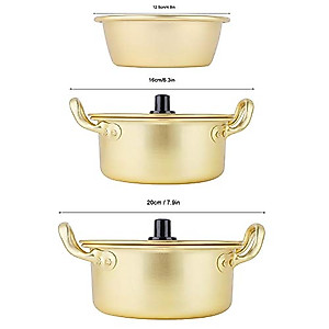 Korean Noodle Pot, Yellow Aluminum Alloy Stockpot Ramen Noodle Cooking Pot Rapid Instant Noodle Cooker for Home Kitchen(Rice Wine Bowl)