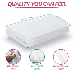 Baby Cradle Mattresses - White Cradle Mattress with Waterproof Vinyl Cover – Durable & Breathable Cradle Mattress (18" x 36" x 3")