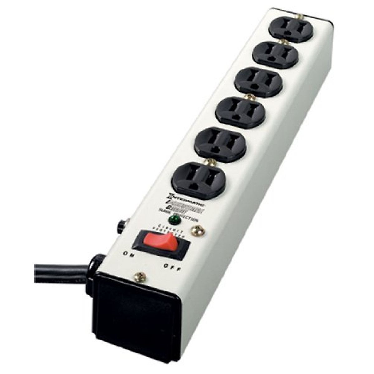 Intermatic IG112663 Metal Surge Strip Outlets and Lighted Switch with Six-Foot Cord, Ivory