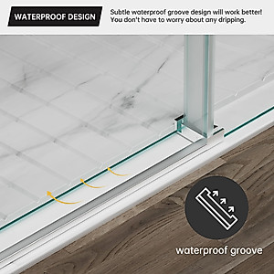 Frameless Sliding Shower Door 56-60 in W x 75 in H,Frameless Shower Door with 5/16" (8mm) Clear Tempered Glass,Silent Soft-Close Design,Brushed Nickel