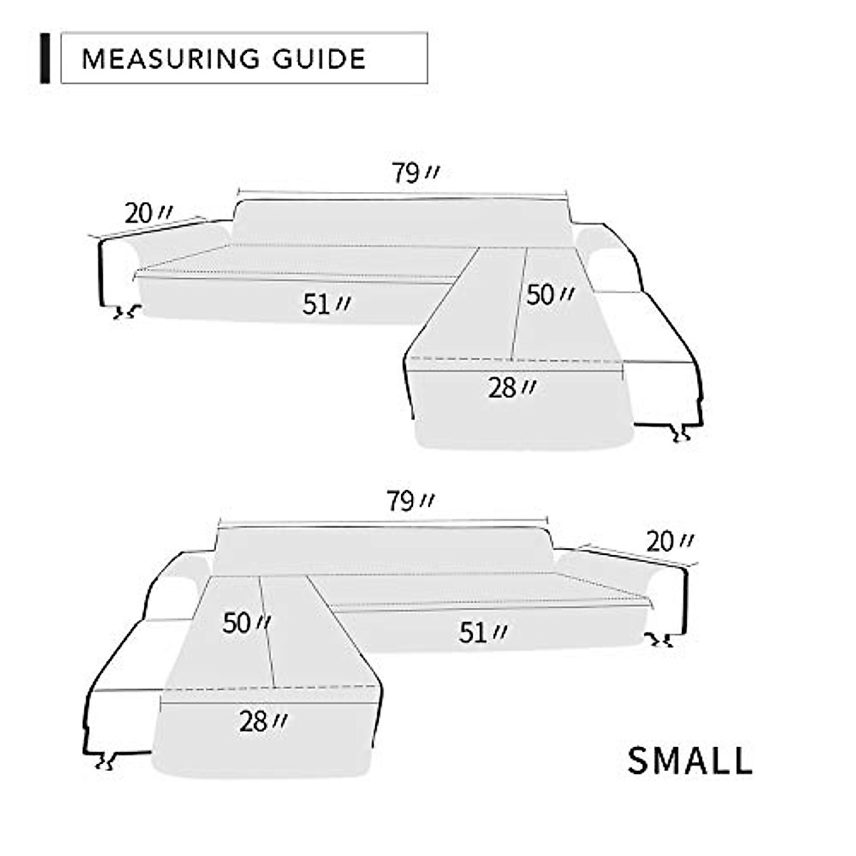 Easy-Going Sofa Slipcover L Shape Sofa Cover Sectional Couch Cover Chaise Slip Cover Reversible Sofa Cover Furniture Protector Cover for Pets Kids Children Dog Cat (Small,Gray/Gray)