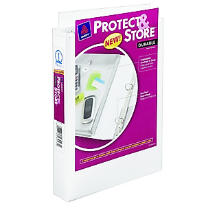 Avery Mini Protect and Store View 3 Ring Binder, 1 Inch Round Rings, 1 White Binder (23011)