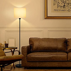 Floor Lamps for Living Room, Modern Standing Lamp with Bulb(12W, 2700K), White Lamp Shades, Foot Switch, Simple Pole Lamps Tall Lamp for Bedroom,Office/Living Room/Nightstand, Boho Reading Floor Lamp