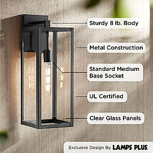 John Timberland Titan Modern Industrial Outdoor Wall Light Fixture Mystic Black Metal 20" Clear Glass Damp Rated for Exterior House Porch Patio Outside Deck Garage Yard Front Door Garden Home
