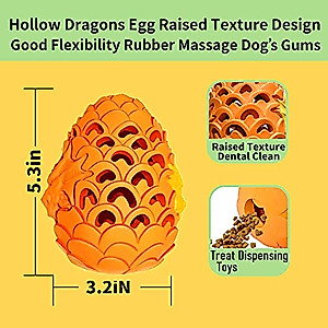 LPHSNR Premium Dog Toys for Aggressive Chewer Large Breed, Indestructible Tough Dog Chew Toys for Large Medium Dogs,Durable Dog Puzzle Toys Dragon Dinosaur Egg Design