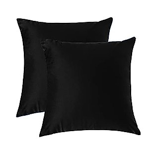 Best Season Pack of 2 Black Luxury Soft Velvet Square Decorative Throw Pillow Covers Decorative Pillowcase for Sofa Couch Bed 18×18 inches