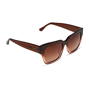 DIFF Bella II Oversized Square Sunglasses for Women UV400 Protection, Taupe Ombre Crystal + Brown Gradient Polarized