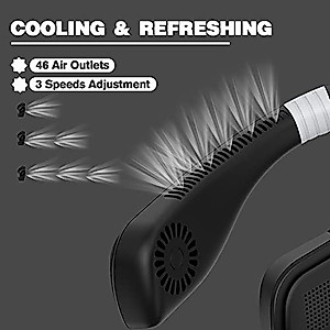 CARPESUN Portable Neck Fan Bladeless, Wearable Personal Cooling Fan, 360° Neck Air Conditioner, Hanging Headphone Design, Hands-Free, Quiet Mini Neck Fan, 2000mAh Battery Rechargeable, 3 Speeds(Black)