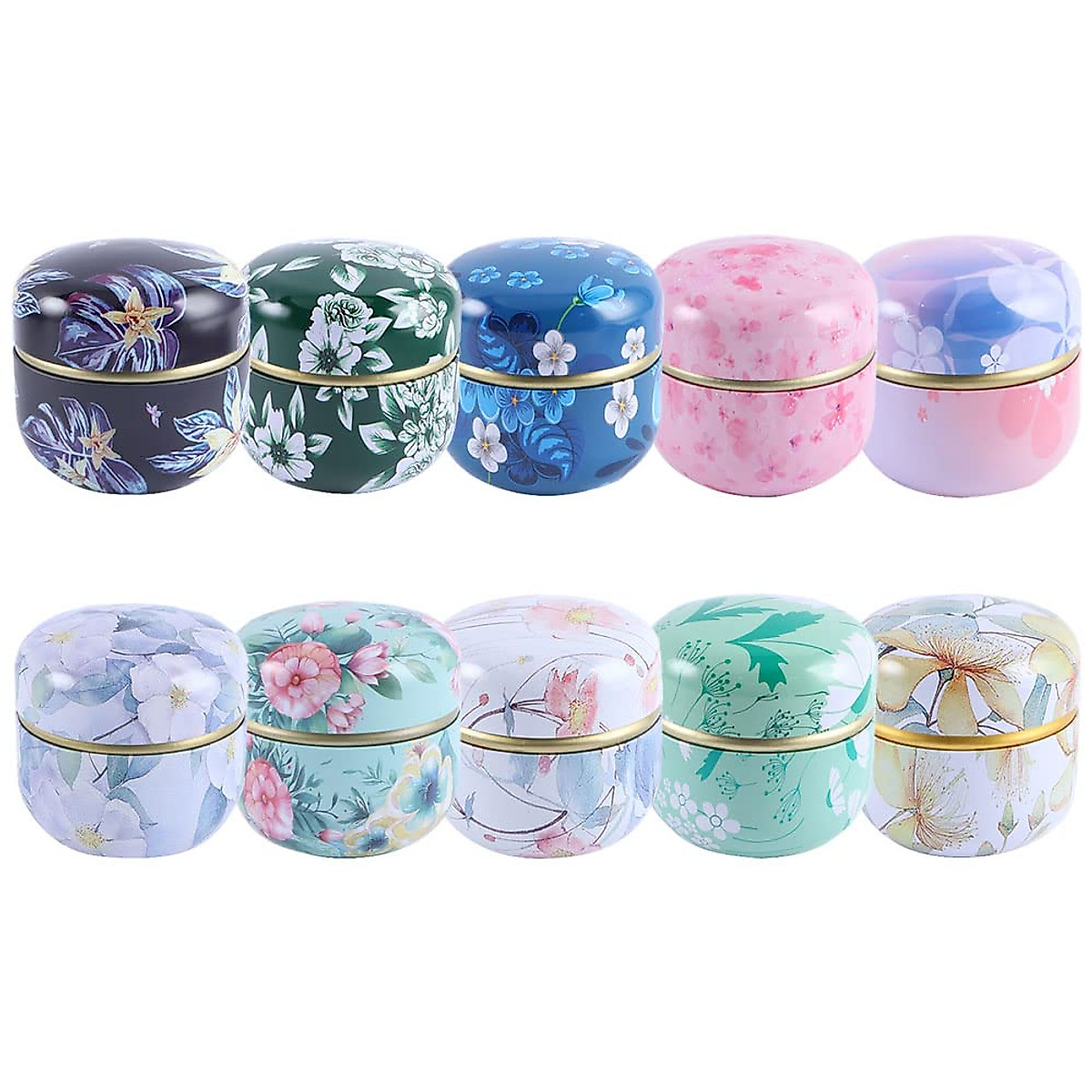 Japanese-Style Tea Cans Candy Snacks Tea Containers, Tinplate Empty Tins Cookie Gift Tins Sealed Storage Canister, Food Storage Small Round Cans (#1)