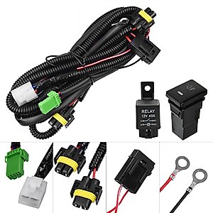 HUIQIAODS H11 H9 880 881 Fog Light Wiring Harness Socket Wire Connector with 40A Relay ON/OFF Switch Kits for Toyota GM Hyundai Accent Elantra Peugeot LED Work Lamp Driving Light Etc