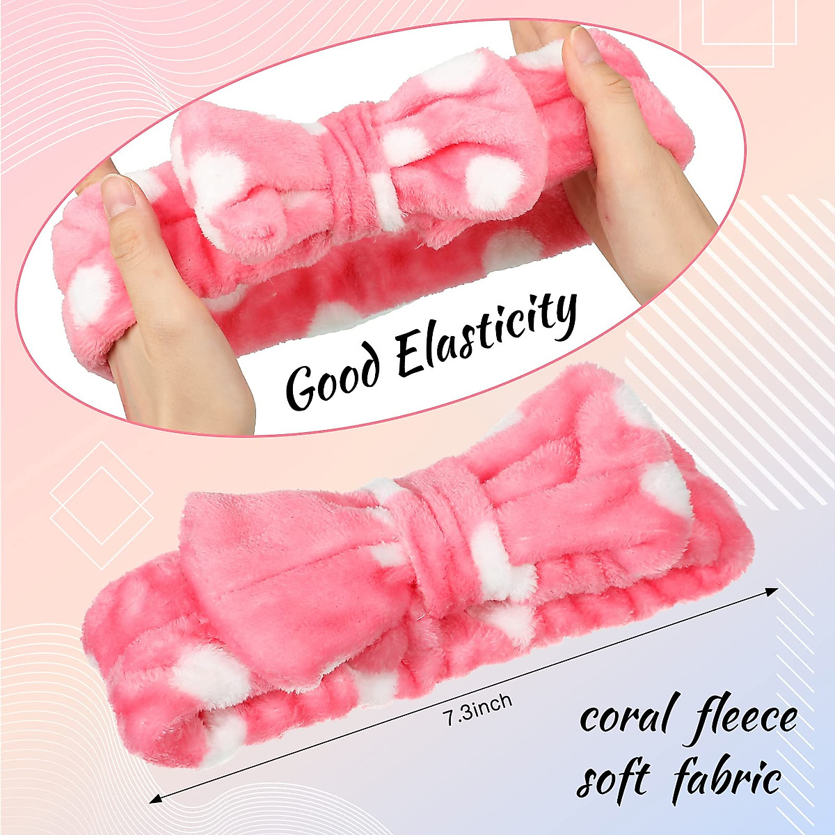 Jexine 24 Pcs Facial Spa Headband Makeup Headbands Bulk Bow Hair Head Band Fluffy Plush Spa Headband for Women Washing Face Spa Shower Cleansing (Minimalist Style)