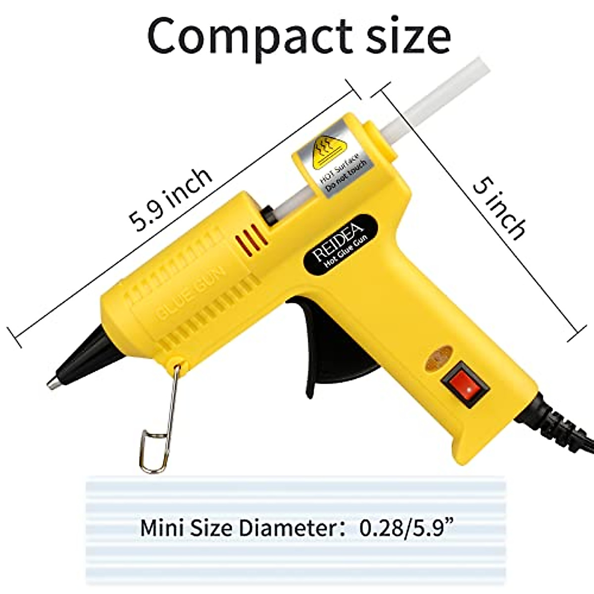 Hot Glue Gun Kit with 5 Pieces Mini Hot Glue Sticks 7mm x 150mm for DIY Handcraft Repair Furniture for Home and Office, Bonding Plastic Leather and Wood