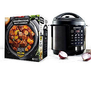 Granitestone 12-in-1 Multicooker with LED Display, Electric Pressure Cooker, Slow Cooker, Rice Cooker, Steamer, Saute, Yogurt Maker and Warmer, 6 Quart, 12 Pre-Set Functions As Seen On TV